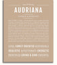 Audriana Personalized Name Meaning Art Prints – Name Stories