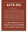Audriana Personalized Name Meaning Art Prints – Name Stories