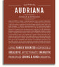 Audriana Personalized Name Meaning Art Prints – Name Stories