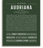 Audriana Personalized Name Meaning Art Prints – Name Stories
