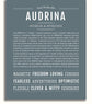 Audrina Personalized Name Meaning Art Prints – Name Stories