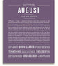 August Personalized Name Meaning Art Prints – Name Stories