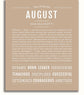 August Personalized Name Meaning Art Prints – Name Stories