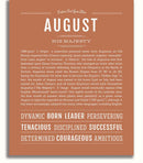 August Personalized Name Meaning Art Prints – Name Stories