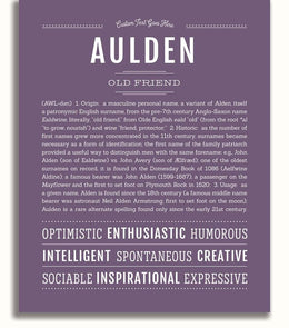 Aulden Personalized Name Meaning Art Prints – Name Stories