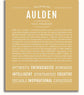 Aulden Personalized Name Meaning Art Prints – Name Stories