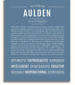 Aulden Personalized Name Meaning Art Prints – Name Stories