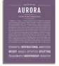 Aurora Personalized Name Meaning Art Prints – Name Stories