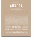 Aurora Personalized Name Meaning Art Prints – Name Stories