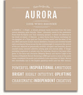 Aurora Personalized Name Meaning Art Prints – Name Stories
