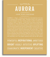 Aurora | Name Art Print – Name Stories