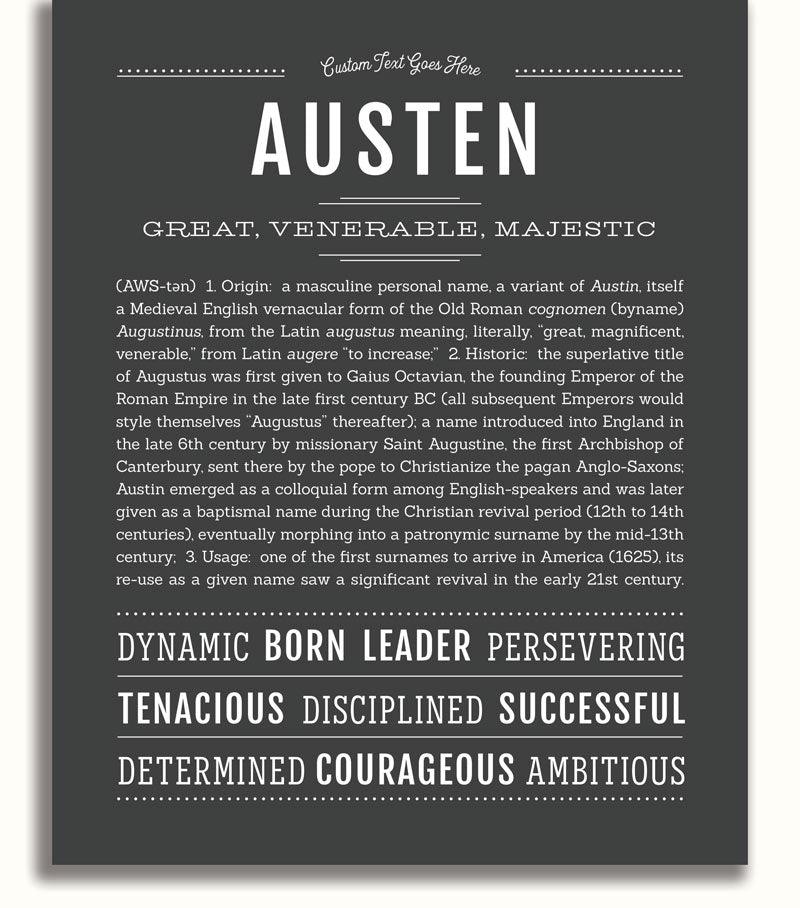 Austen Personalized Name Meaning Art Prints – Name Stories