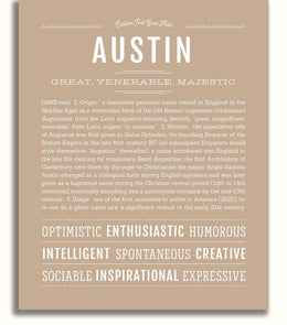 Austin Personalized Name Meaning Art Prints – Name Stories