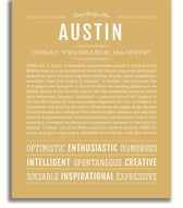 Austin Personalized Name Meaning Art Prints – Name Stories