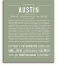 Austin Personalized Name Meaning Art Prints – Name Stories