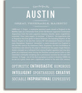 Austin Personalized Name Meaning Art Prints – Name Stories