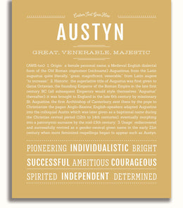 Austyn (female) | Name Art Print – Name Stories