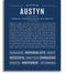 Austyn Personalized Name Meaning Art Prints – Name Stories