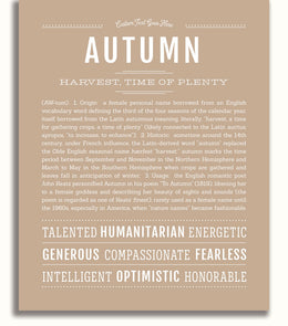 Autumn Personalized Name Meaning Art Prints – Name Stories