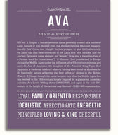 Ava Personalized Name Meaning Art Prints – Name Stories