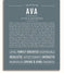 Ava Personalized Name Meaning Art Prints – Name Stories