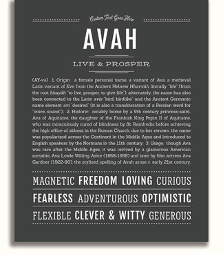 Avah | Name Art Print – Name Stories