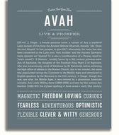 Avah Personalized Name Meaning Art Prints – Name Stories