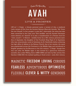Avah Personalized Name Meaning Art Prints – Name Stories