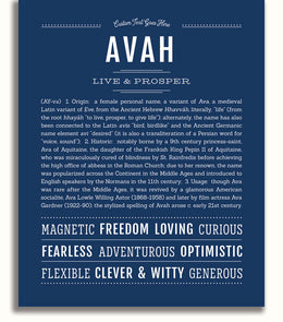 Avah Personalized Name Meaning Art Prints – Name Stories