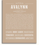 Avalynn Personalized Name Meaning Art Prints – Name Stories