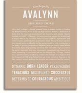 Avalynn Personalized Name Meaning Art Prints – Name Stories