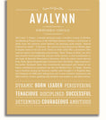 Avalynn Personalized Name Meaning Art Prints – Name Stories