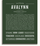 Avalynn Personalized Name Meaning Art Prints – Name Stories