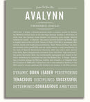 Avalynn Personalized Name Meaning Art Prints – Name Stories