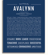 Avalynn Personalized Name Meaning Art Prints – Name Stories