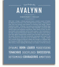 Avalynn Personalized Name Meaning Art Prints – Name Stories