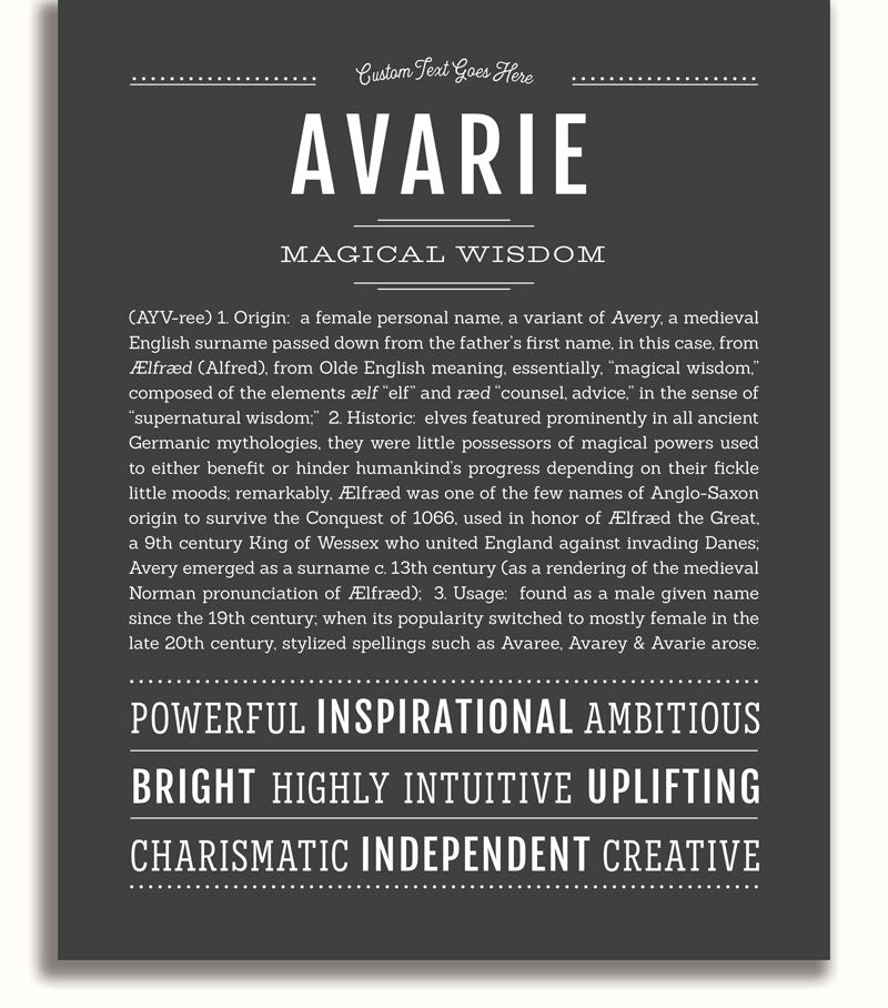 Avarie | Name Art Print – Name Stories