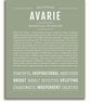 Avarie Personalized Name Meaning Art Prints – Name Stories