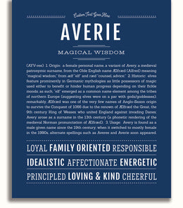 Averie Personalized Name Meaning Art Prints – Name Stories