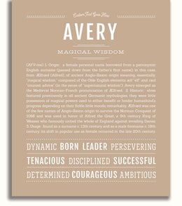 Avery (female) | Name Art Print – Name Stories