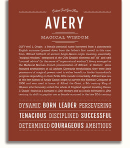 Avery (female) | Name Art Print – Name Stories