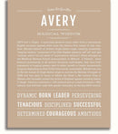 Avery Personalized Name Meaning Art Prints – Name Stories