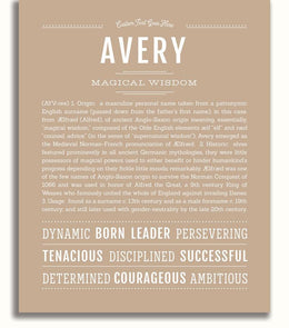 Avery Personalized Name Meaning Art Prints – Name Stories