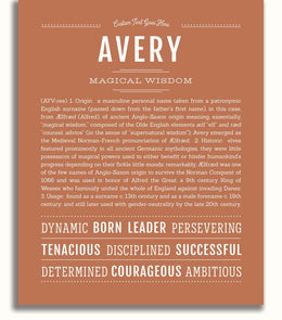 Avery Personalized Name Meaning Art Prints – Name Stories