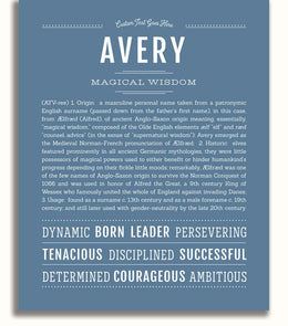 Avery Personalized Name Meaning Art Prints – Name Stories
