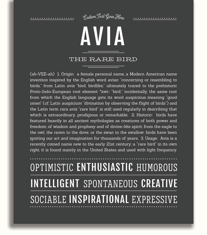 Avia Personalized Name Meaning Art Prints – Name Stories