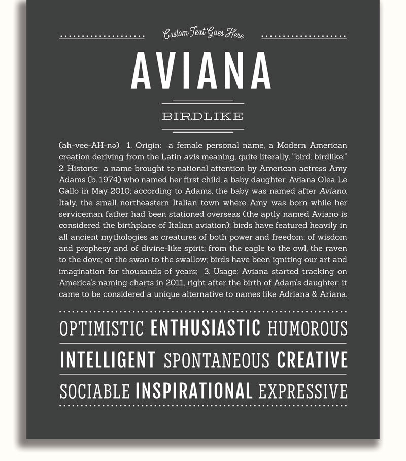 Aviana Personalized Name Meaning Art Prints – Name Stories
