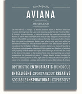 Aviana Personalized Name Meaning Art Prints – Name Stories