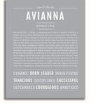 Avianna Personalized Name Meaning Art Prints – Name Stories