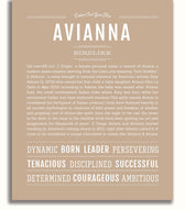 Avianna Personalized Name Meaning Art Prints – Name Stories
